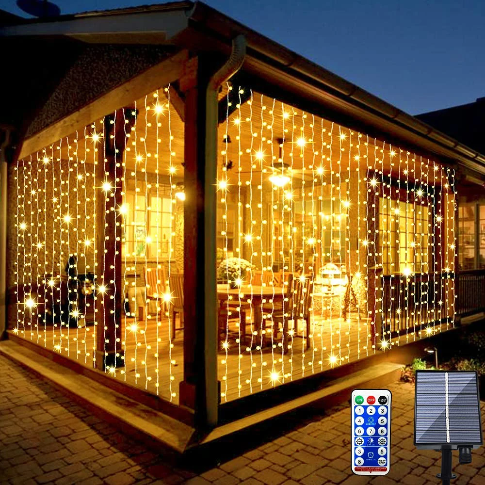 Outdoor-Solar-Curtain-Light-Christmas-LED-Fairy-Icicle-Window-Lamp-6x3m ...