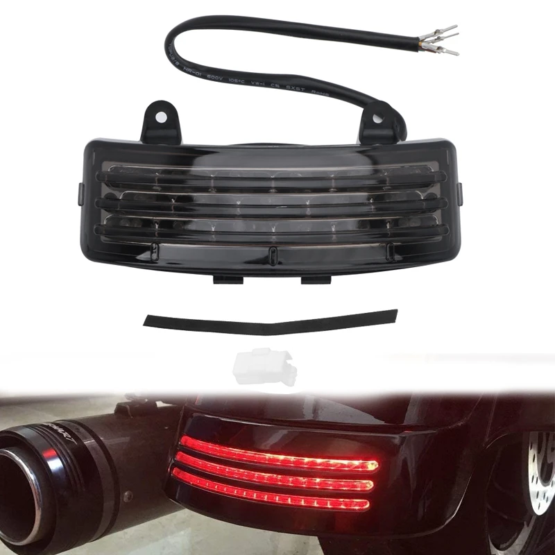 Motorcycle LED Tri-Bar Rear Fender Tail Light Turn Signal Brake Lamp ...