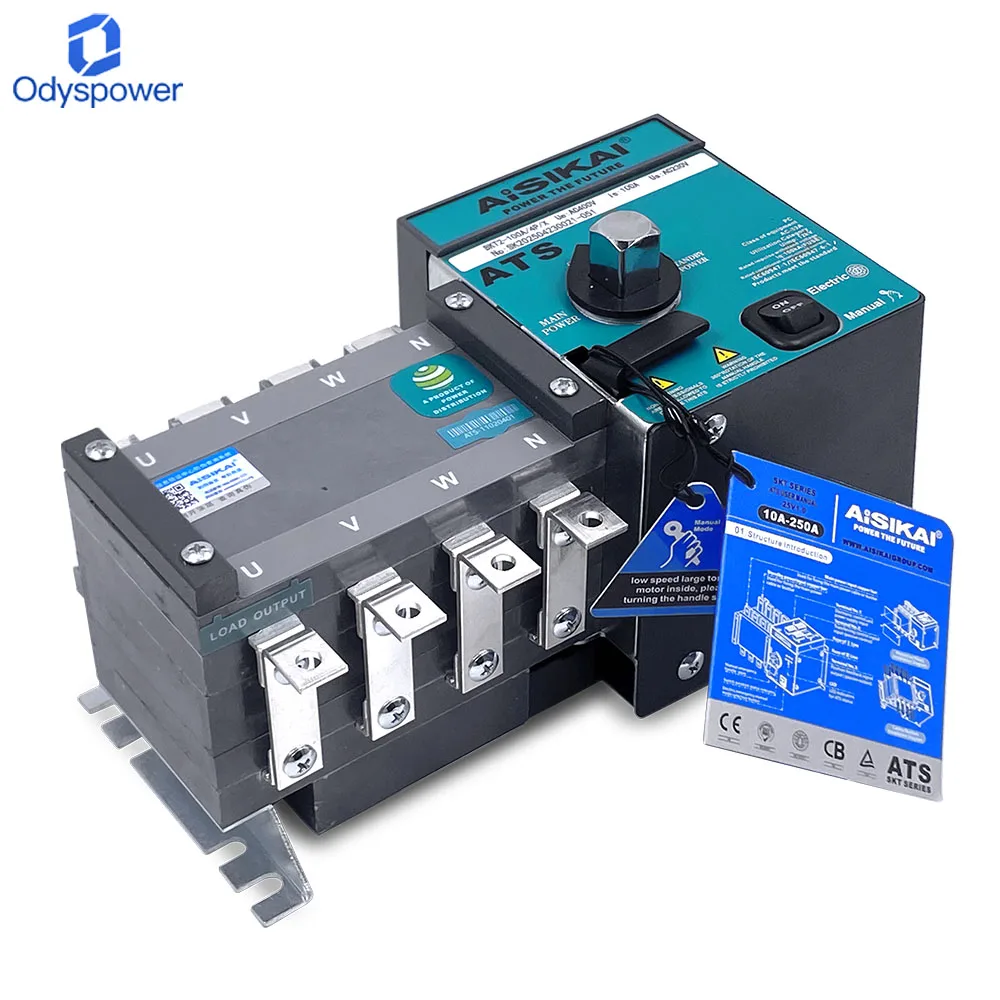 Aisikai 63A 100A 4P ATS Controller Dual Power Automatic Transfer Switch ...