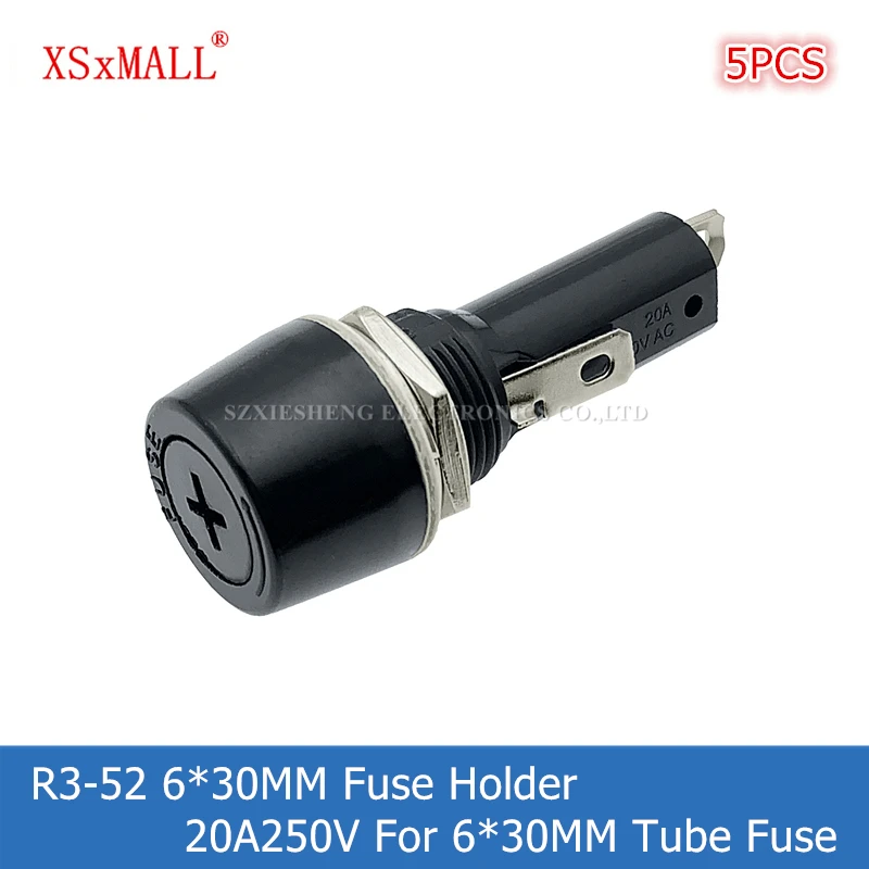 5PCS-R3-52-6-30MM-Fuse-Holder-20A250V-Panel-Mounting-High-Temperature ...