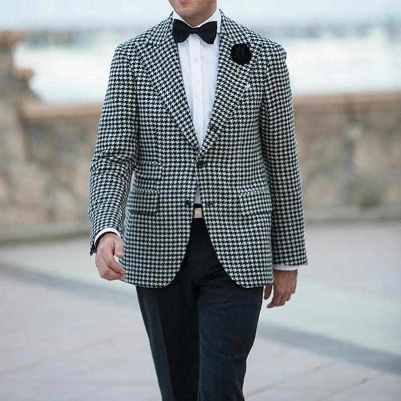 Checkered-Houndstooth-Men-Suits-for-Wedding-Prom-2-Piece-Groom-Tuxedo ...