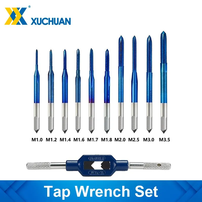 10pcs M1-M3.5 Thread Taps With 1pc Adjustable M1-M8 Wrench Machine Tap ...