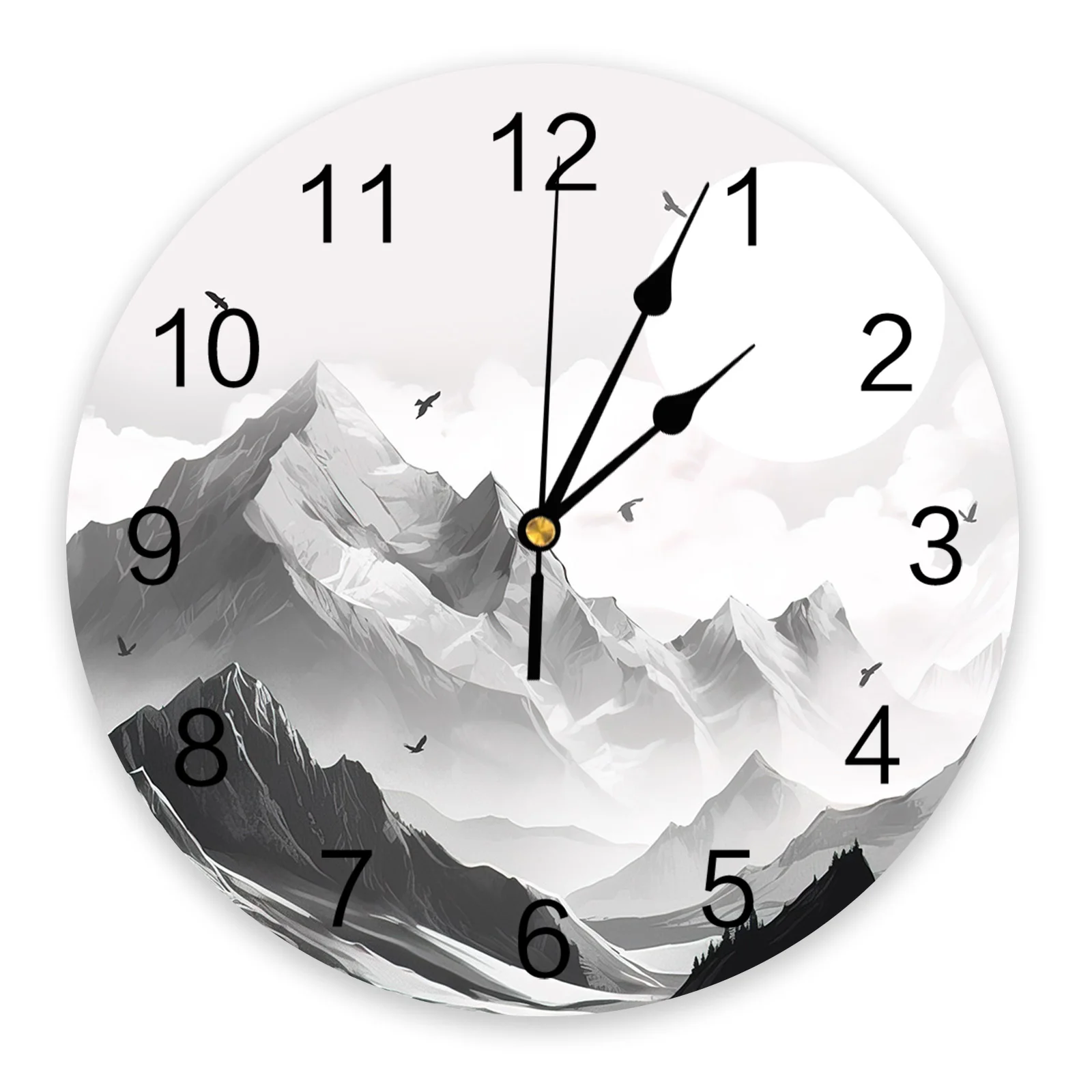 Mountain-Sun-Cloud-Wall-Clock-Silent-Digital-Clocks-for-Home-Bedroom ...