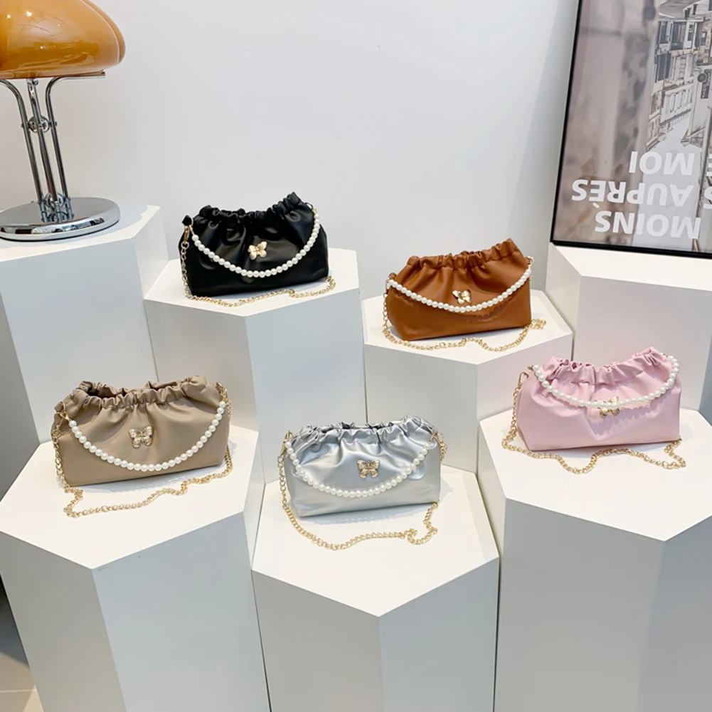 Women-PU-Butterfly-Handbag-Stylish-Messenger-Bag-Pearl-Chain-Strap-Chic ...