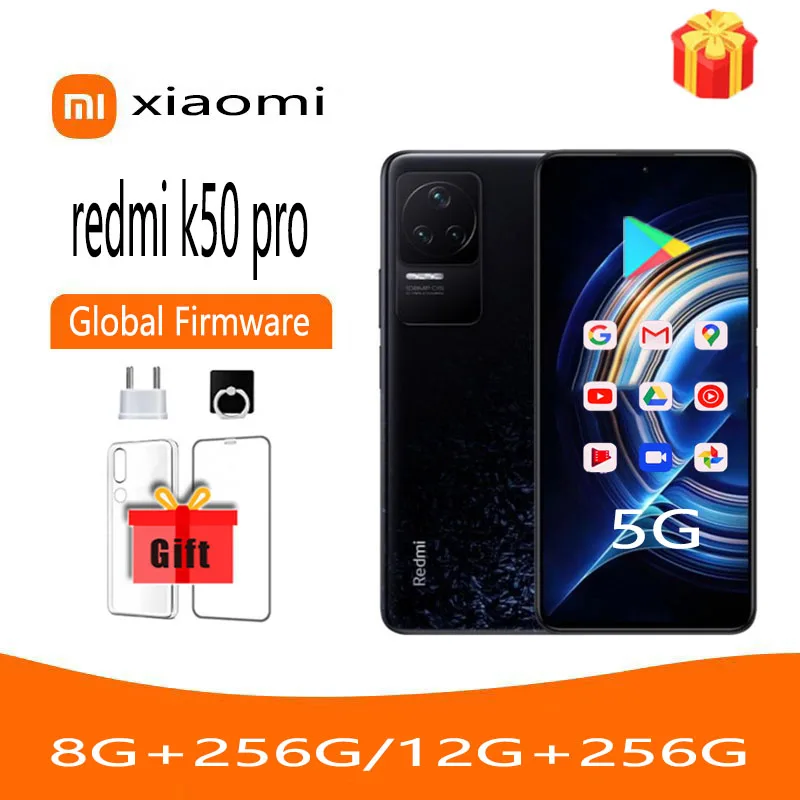 Smartphone Global Rom Xiaomi Redmi K50 Pro 5G MTK Dimensity 9000 Octa Core 6.67 120W Fast ...