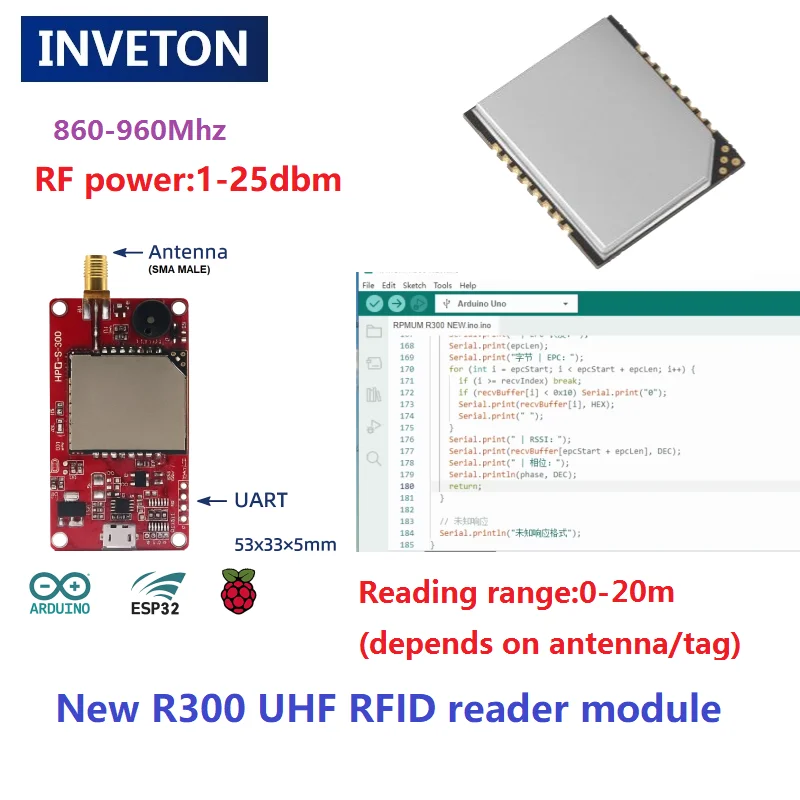 Embedded Mini R300 Chip RFID UHF Reader Module UART TTL Tag Writer for ...