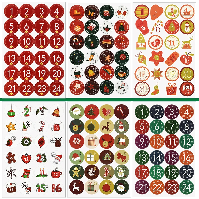 1/3/5sheets Merry Christmas Advent Calendar Number Paper Sticker Xmas ...