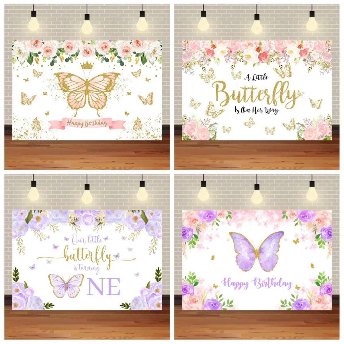 Butterfly Backdrop for Girls Birthday Party Princess Theme Decor Pink ...