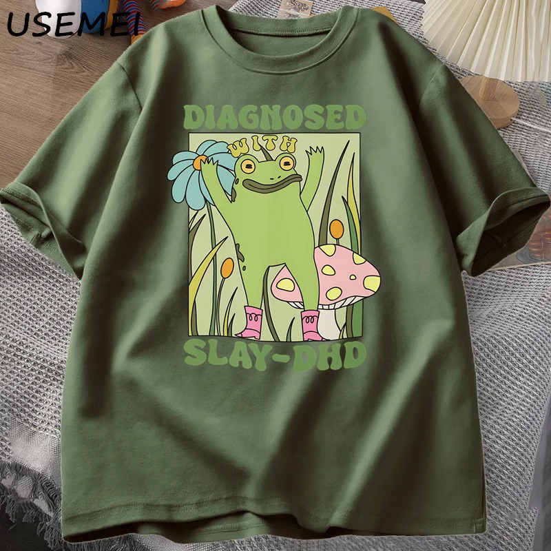 Funny Frog Diagnosed with Slay-DHD T-shirt Mens Groovy Frog Meme T ...