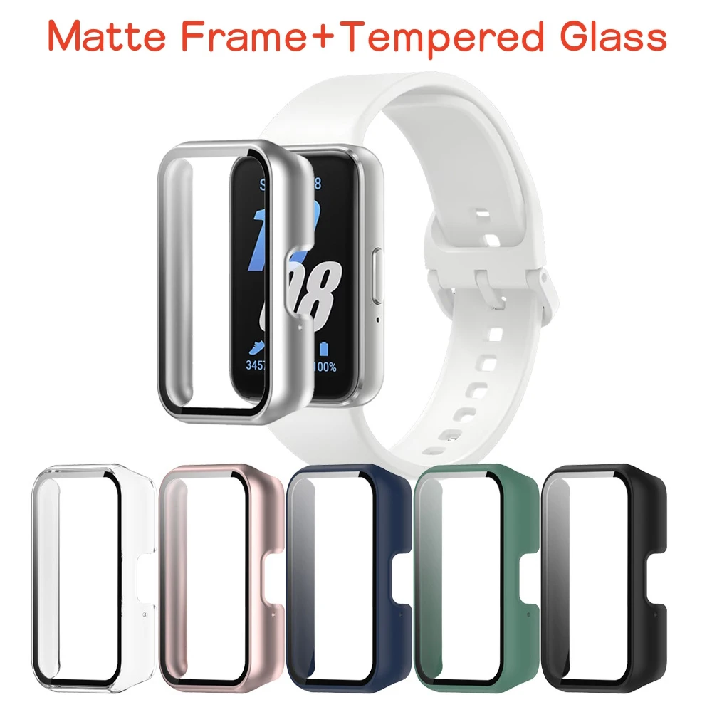 For-Samsung-Fit-3-Glass-Matte-Frame-Watch-Protector-Case-All-Around-PC ...