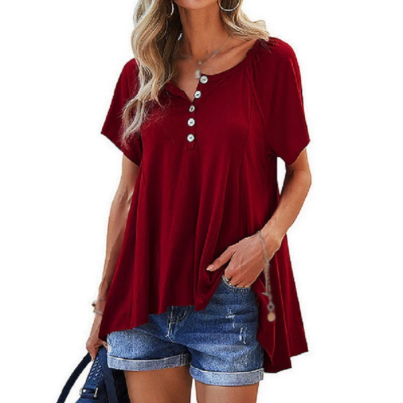 XZDSAW1 – tunique à manches courtes pour femmes, décontractée, col en V ...