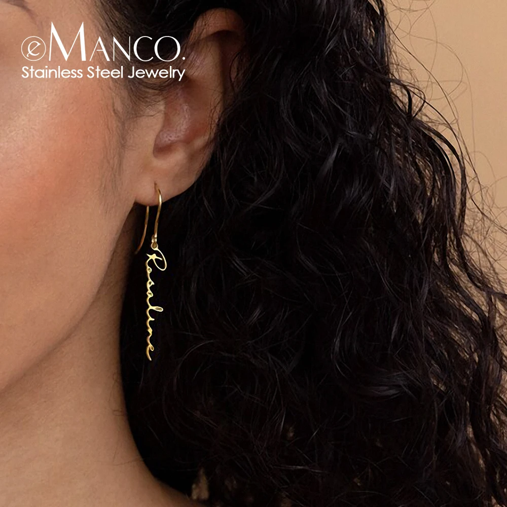 eManco-Customized-Name-Pendant-Earrings-for-Women-Gold-Color ...