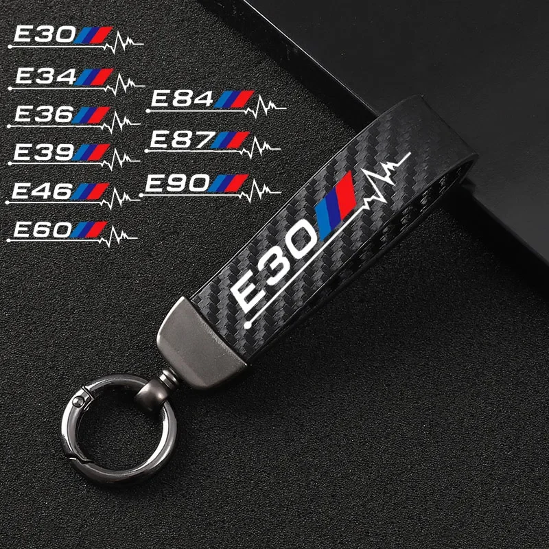 Leather Motorcycle keychain Horseshoe Buckle Jewelry for BMW E30 E34 ...