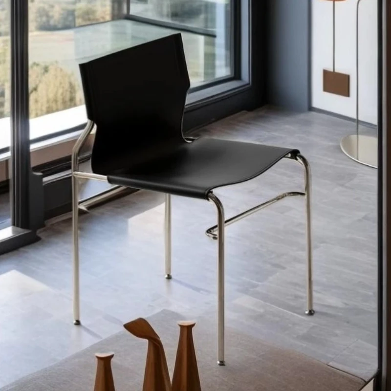 Stainless Steel Chair Kitchen Retro Dining Chairs Household Movable ...