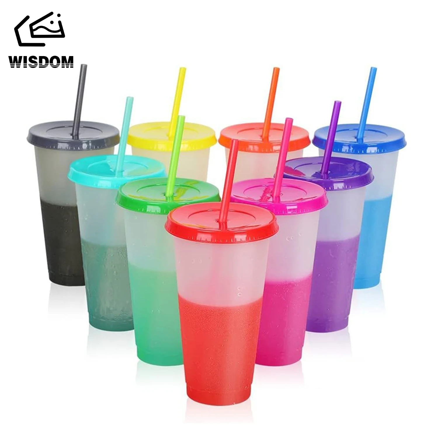 10Pcs-710mm-Colorful-Reusable-Straw-Cup-Magic-Plastic-Color-Changing ...