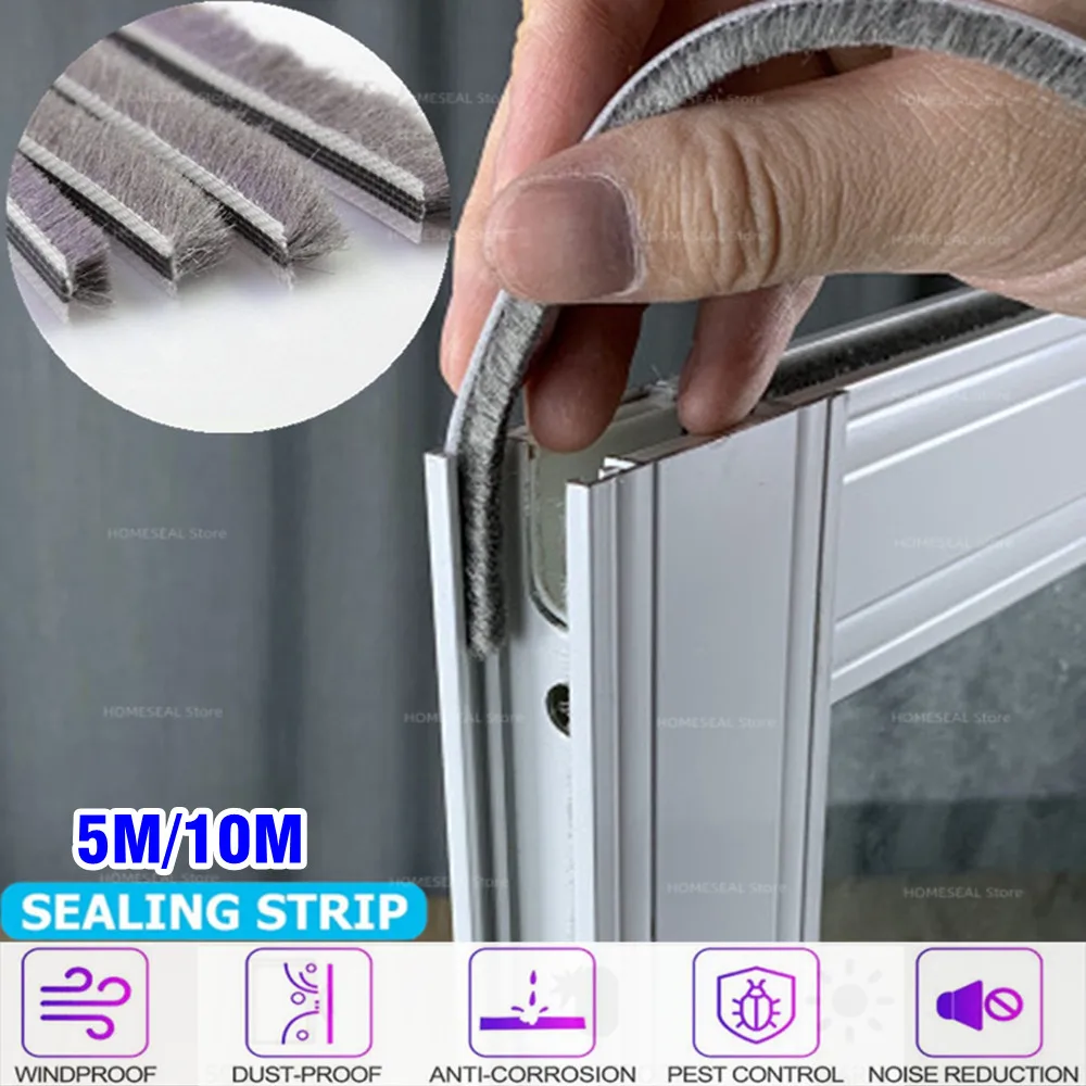10M-Door-Window-Sealing-Strip-Soundproof-brush-seal-Weather-Stripping ...