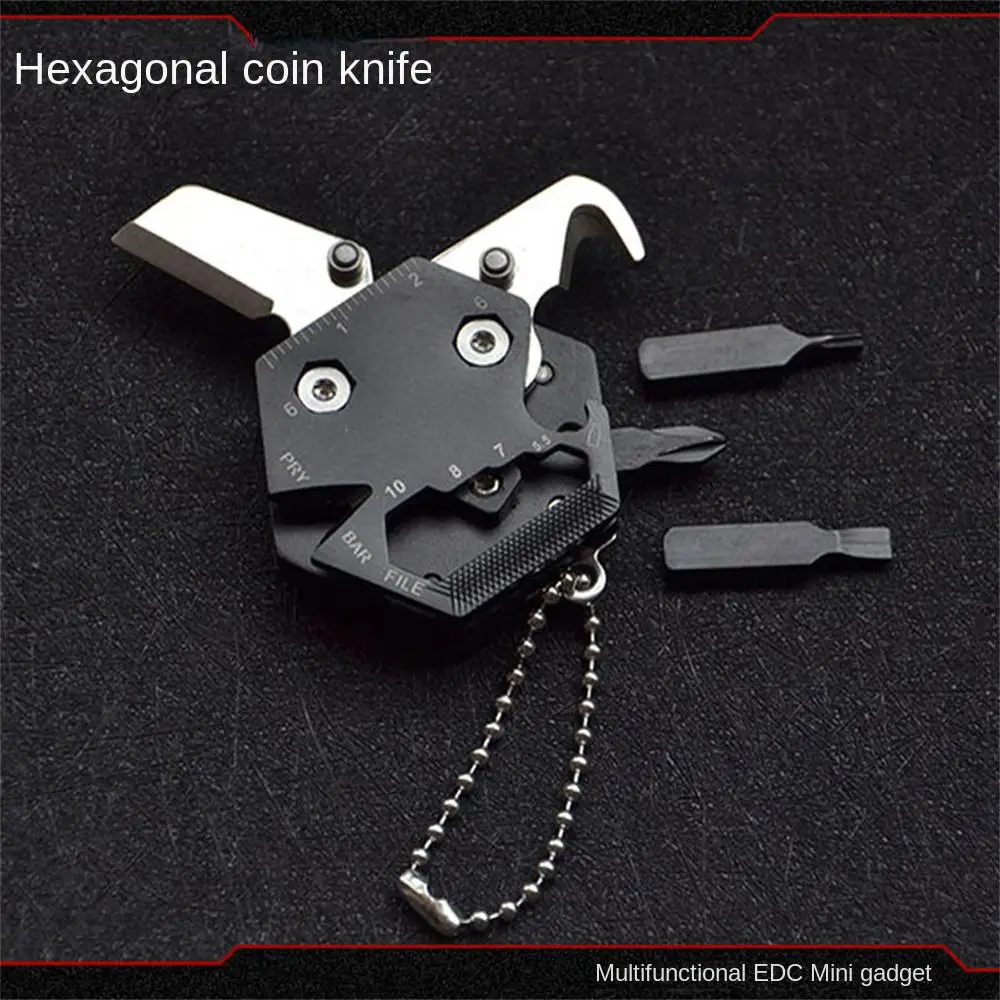 1pc Portable Hexagonal Coin Knife Multi functional Folding Detachable ...