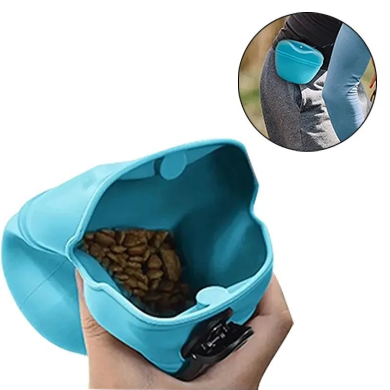 Silicone Dog Treat Bag Pet Portable Dog Training Waist Bag Outdoor ...