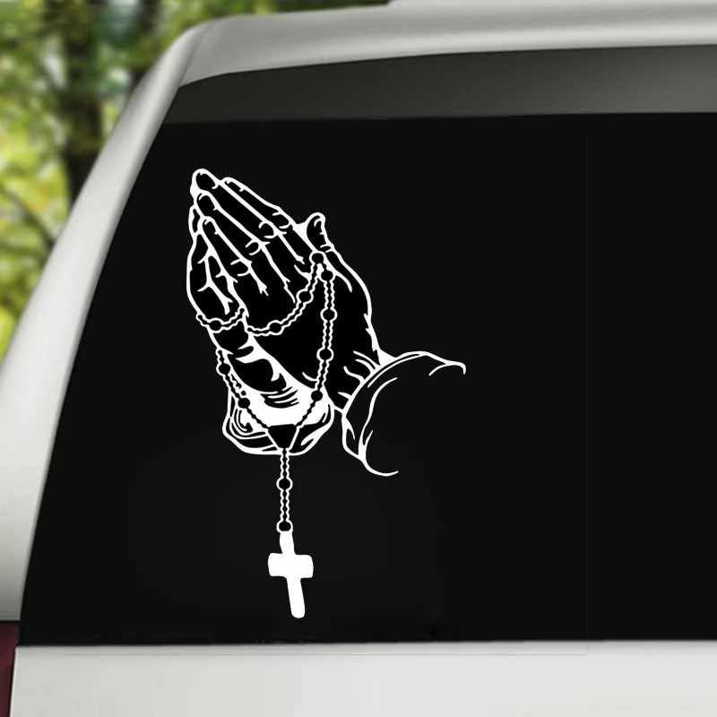 Car Fashion Sticker Pearl Rosary God Jesus Christ Prayer Gesture Auto ...