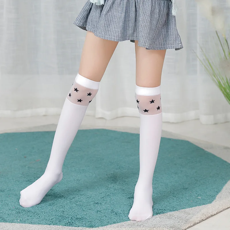 Spring-Summer-Kids-Striped-White-Stockings-Children-Velvet-Colored-Knee ...