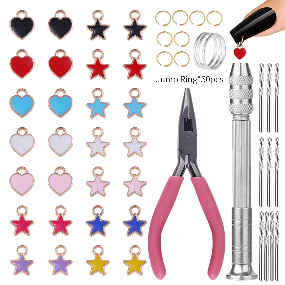 Nail-Dangle-Charm-Piercing-Tool-kit-28pcs-Colorful-Heart-Star-Nail ...