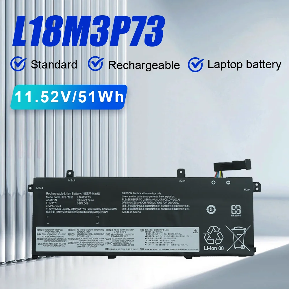 Batería L18M3P73 L18C3P72 para Lenovo ThinkPad T490 T495 P43S P14S T14 ...