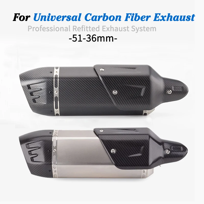 51mm Universal Motorcycle Modified Exhaust Pipe Catalyst Silencer ...