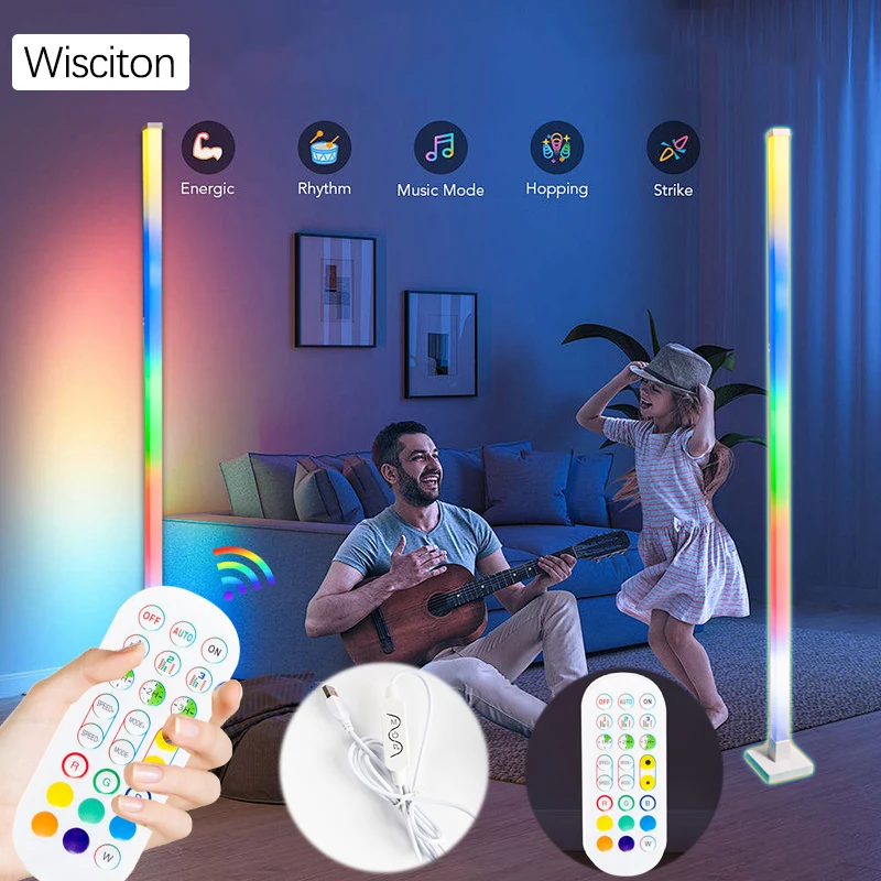 RGB LED Home Floor Lamp Remote Control Music Corner Lighting Timer ...