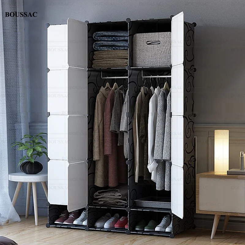 Simple Modular Wardrobe DIY Assembled Clothing Closet Bedroom Dustproof ...