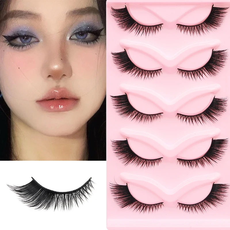 5-10pairs-Cat-Eyelashes-Natural-long-Faux-Mink-Eyelashes-Winged ...