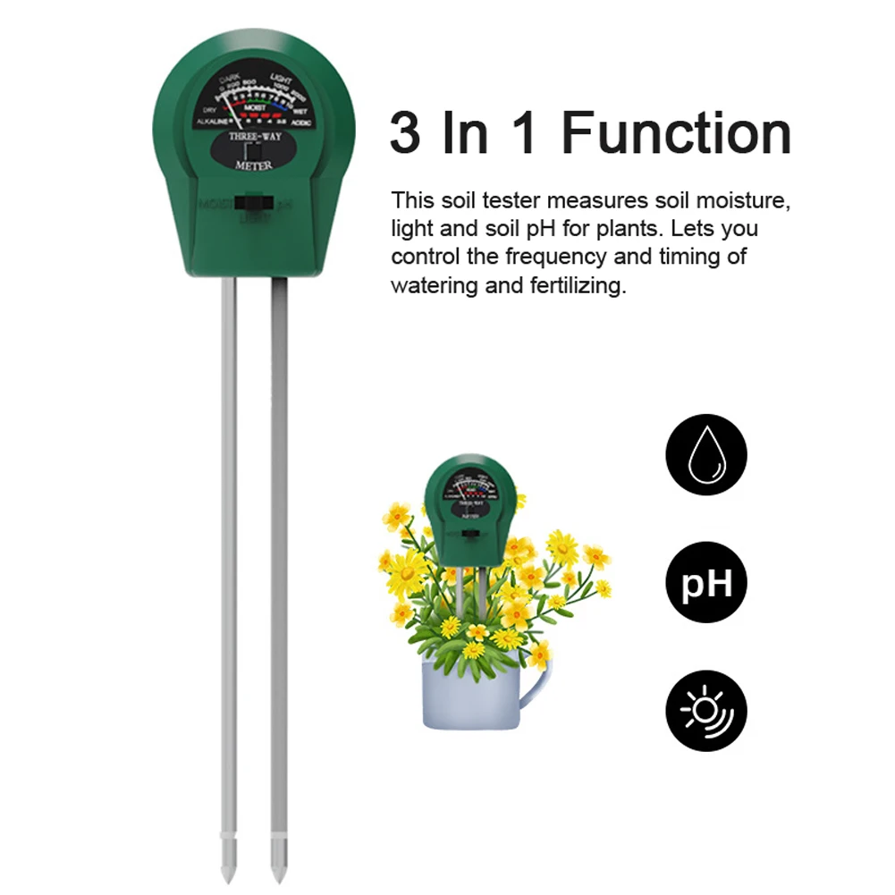 Multifunctional Mini Soil Tester 3 In 1 Humidity Light Ph Value Soil ...