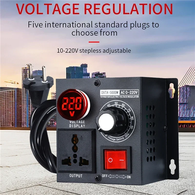 AC220V 5000W Stepless Voltage Regulator Portable Variable Monophase Voltage Controller Speed ...