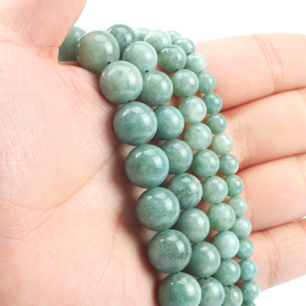 6-8-10-12mm-AA-Natural-Stone-Green-Burmese-Jade-Bead-Round-Smooth-Loose ...