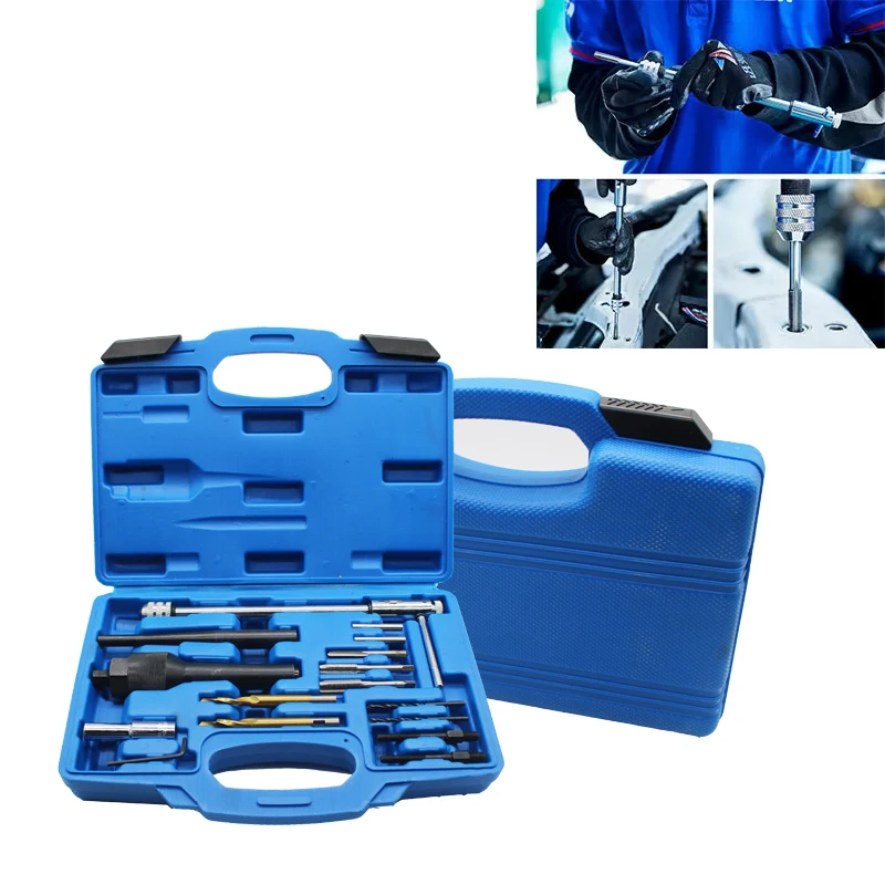 16 Pcs Damaged Glow Plug Removal Tool Thread Repair Drill Wrench Spark ...
