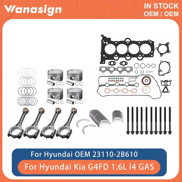 Engine Rebuild Kit Complete Engine Overhaul Kit For Hyundai/Kia 1.6L ...