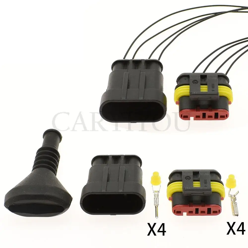 1-Set-4-Pin-Way-Tyco-Amp-Superseal-Automotive-Connector-Sealed ...