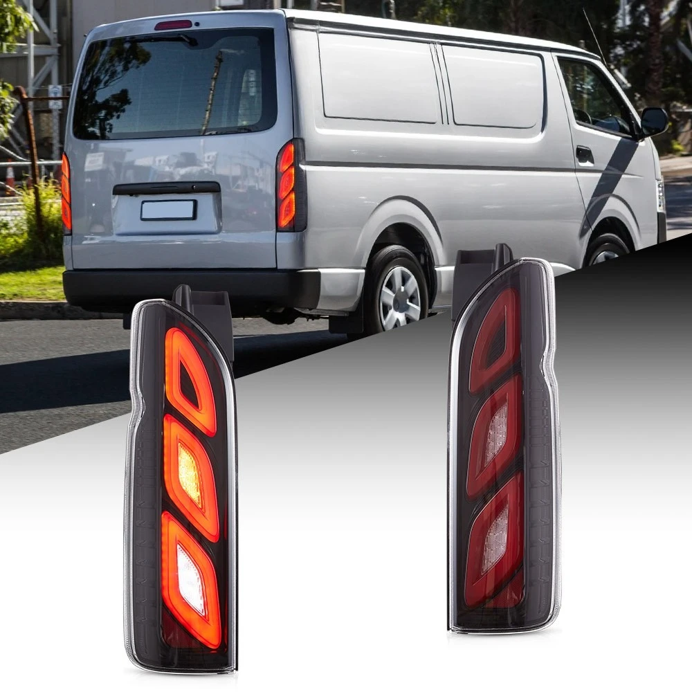 Pair Clear Tail Lights For 2005-2018 Toyota Hiace FULL LED Lamps ...