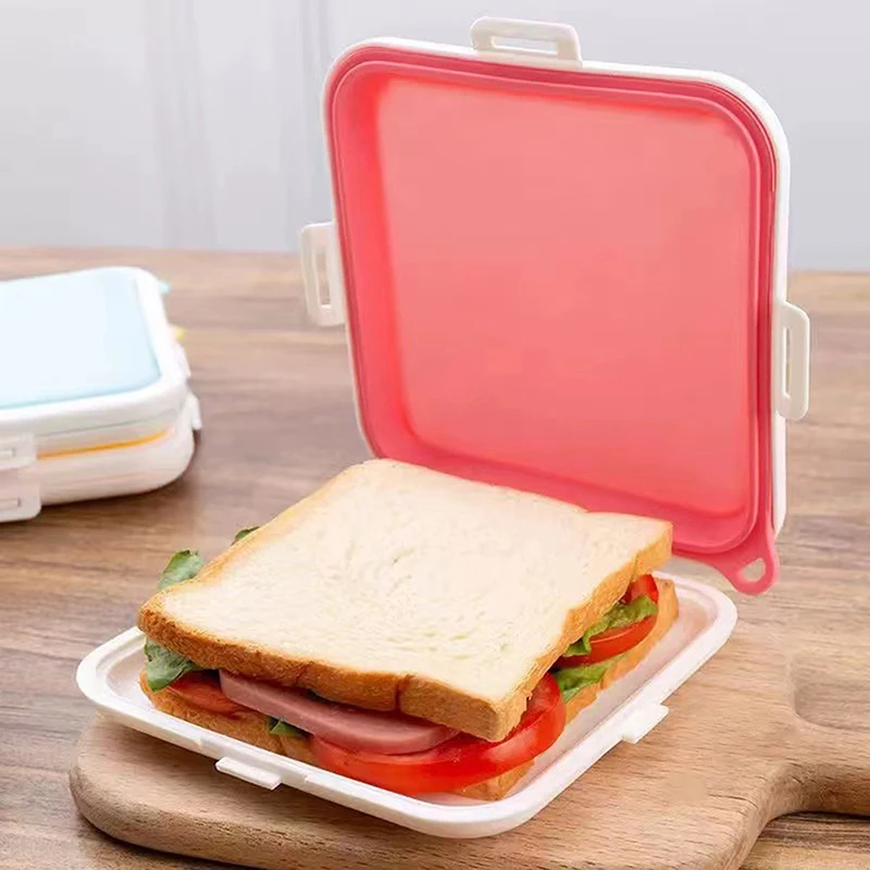 Portable-Sandwich-Toast-Bento-Box-Reusable-Silicone-Sandwich-Box-Eco ...