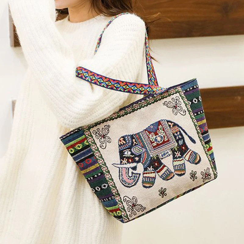 National-Style-Canvas-Shopping-Bags-Thailand-Bangkok-Elephant-Fashion ...