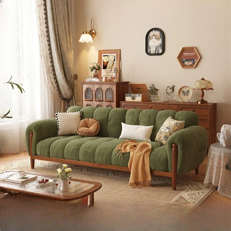 Vintage-fabric-sofa-living-room-small-apartment-three-seat-in-line ...