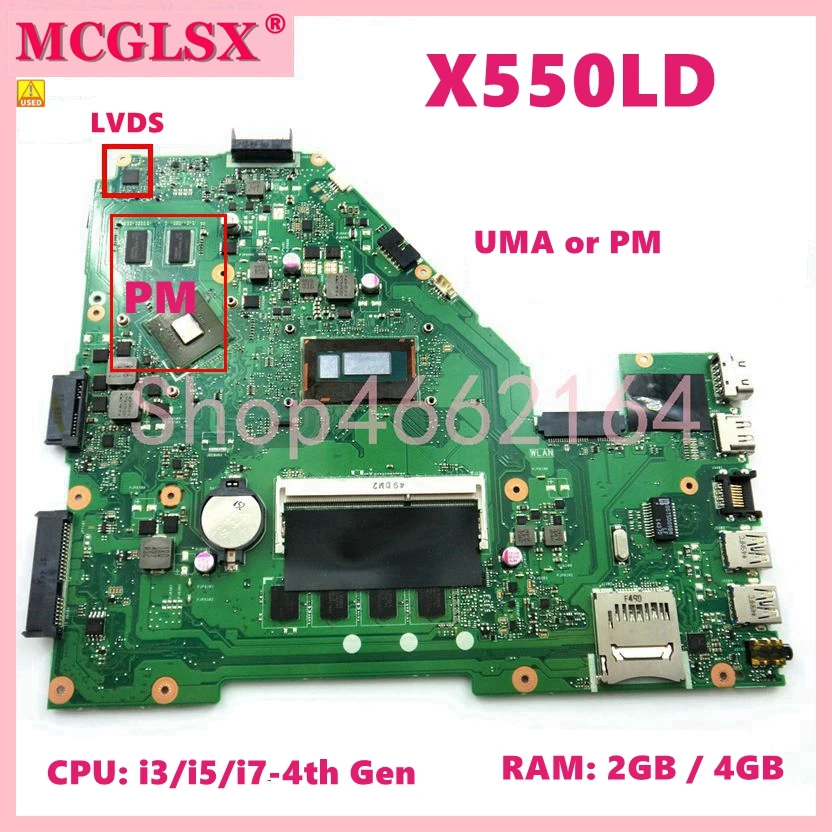 X550LD / LC i3/i5/i7CPU UMA/PM Mainboard For ASUS Y581L X552L R510L ...