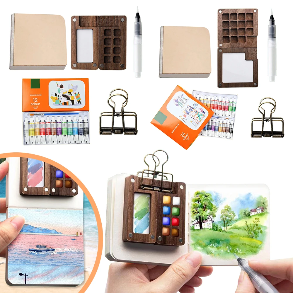 Travel Paint Palette Pocket Artist Watercolor Set with Clip Portable ...