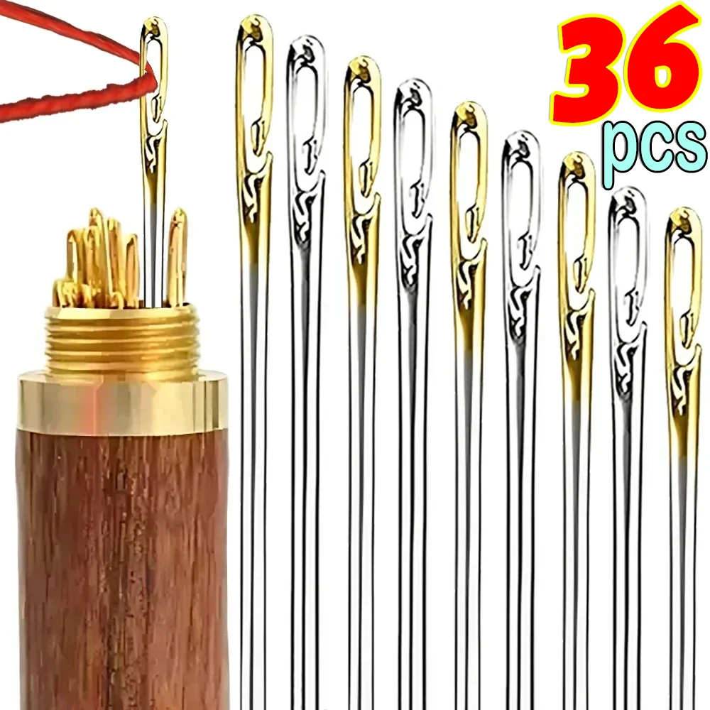 12-36pcs-Blind-Sewing-Needle-Elderly-Stainless-Steel-Quick-Automatic ...