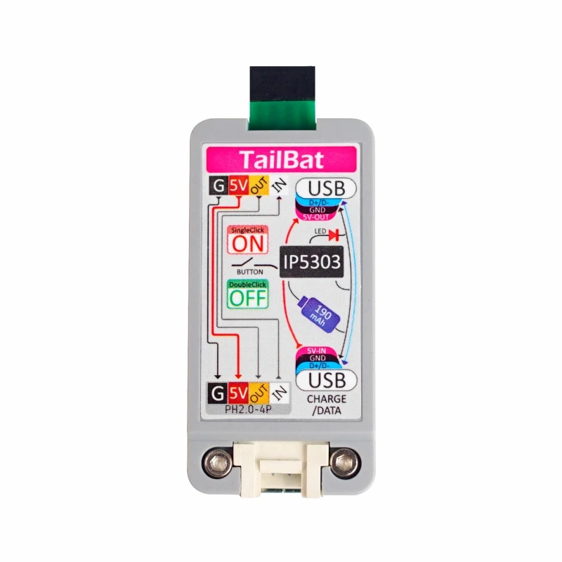 M5Stack ATOM TailBat mobile power supply 190mAh rechargeable lithium ...