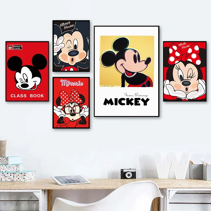 Catoon-Disney-Mickey-Mouse-Posters-acuarela-Character-Canvas-Paintings ...