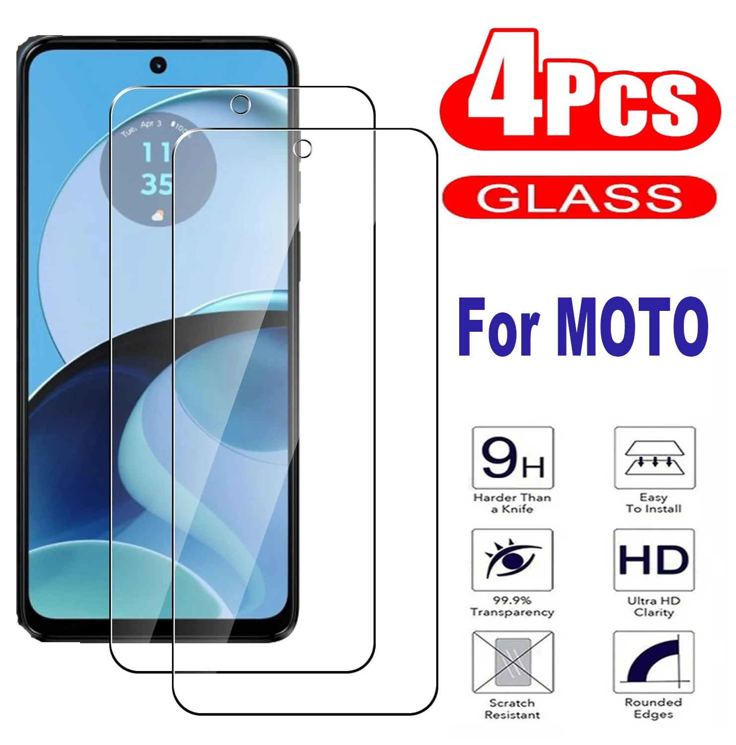 4Pcs-Tempered-Glass-For-Motorola-Moto-G14-G34-G54-G84-5G-Screen ...