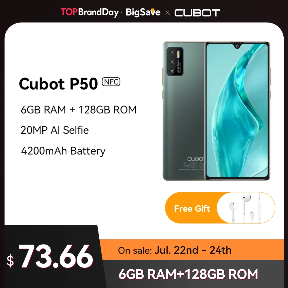 Cubot-P50-Smartphone-Android-6GB-de-RAM-128GB-ROM-Octa-Core-4200mAh-6-2 ...