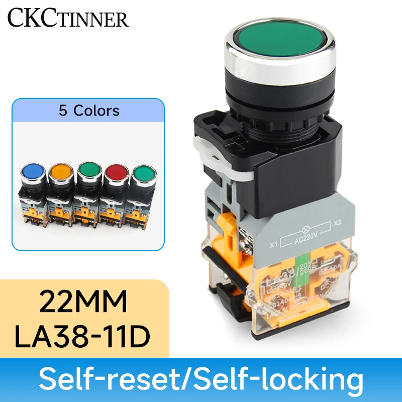 22mm-LA38-11D-DS-with-Light-Push-Button-Switch-NO-NC-Momentary-Latching ...