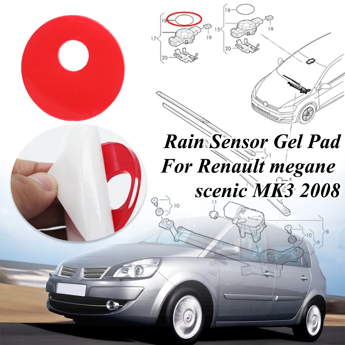 Rain Light Sensor Gel Silicone Pad For Renault Megane Scenic 3 Mercedes ...
