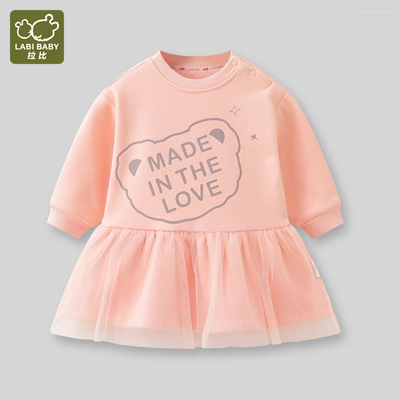 LABI-BABY-Long-Sleeve-Girls-Fall-Dresses-Pink-Tulle-Princess-Dress-Mesh ...